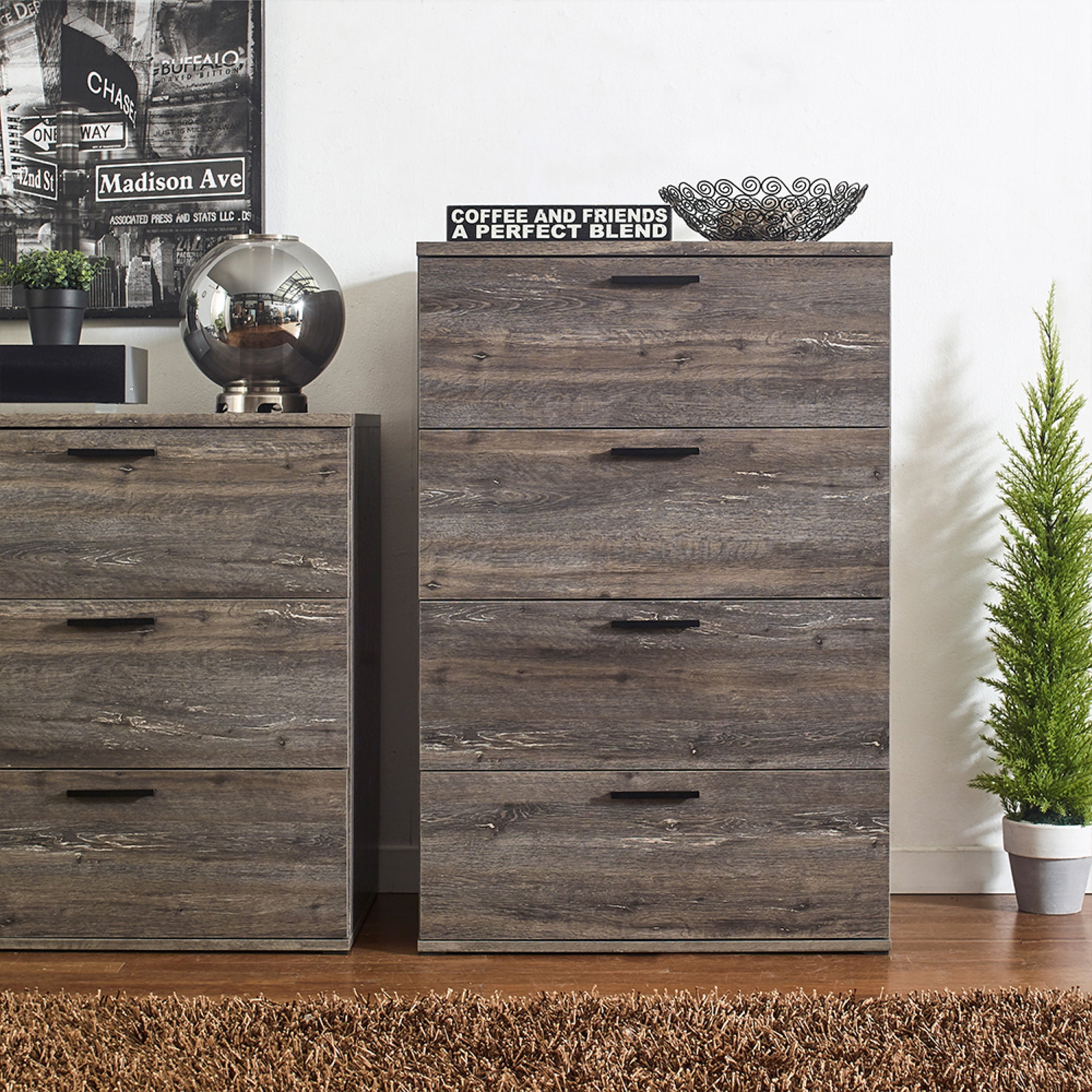 Oliver Farmhouse Four-Drawer Jumbo Chest in Rustic Gray - Walmart.com