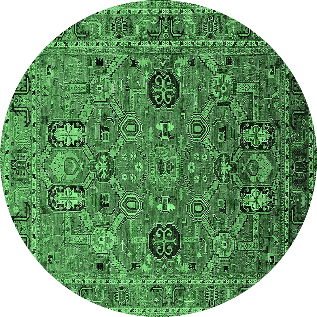 Ahgly Company Indoor Round Oriental Emerald Green Traditional Area Rugs ...