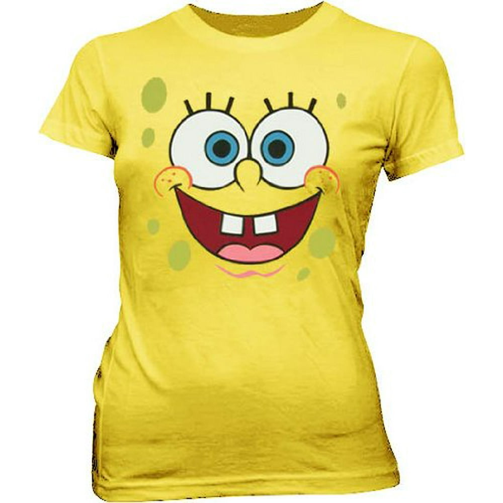 Mighty Fine - SpongeBob SquarePants Basic Bob Face Yellow Juniors T ...