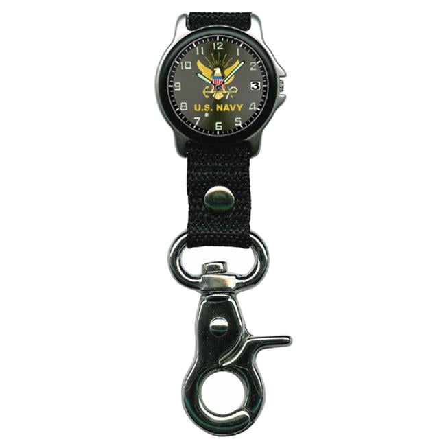 Chrome Black Nylon Strap Metal Case Clip Watch with Black Dial ...