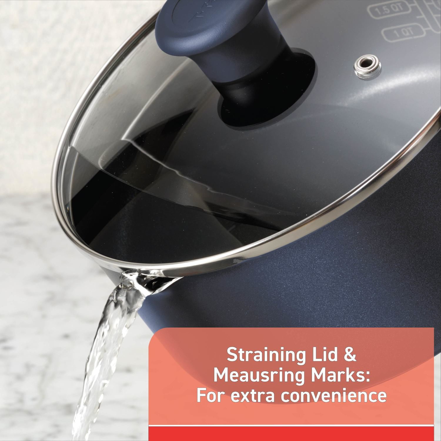 T-fal Cook & Strain Non-Stick 14-Piece Cookware Set, Recycled Aluminum ...