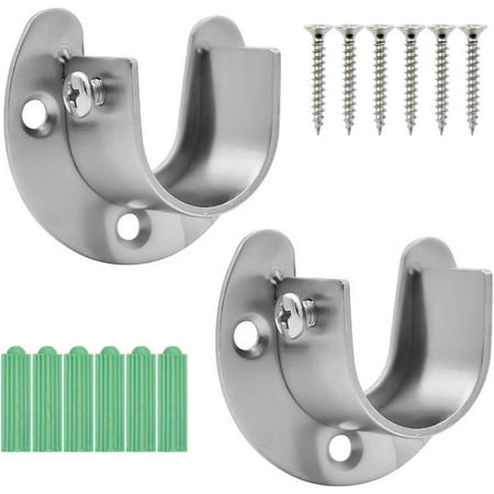 YDJKET Curtain Rod Bracket, Set of 2 Stainless Steel Wardrobe Tube ...