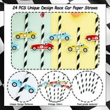 Cheereveal Vintage Racing Car Paper Straws – 24 PCS Birthday Baby ...
