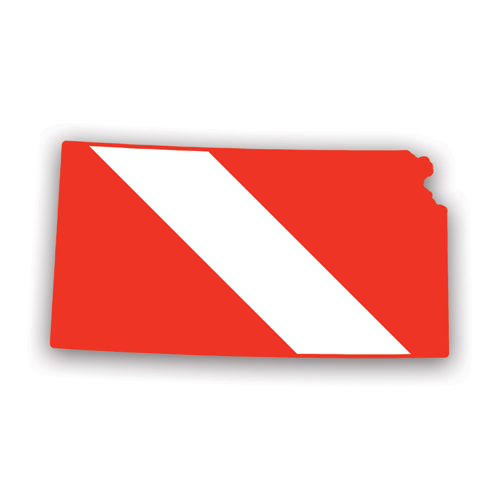 Kansas State Shaped Diver Down Flag Sticker Decal - Self Adhesive Vinyl - Weatherproof - Made in ...