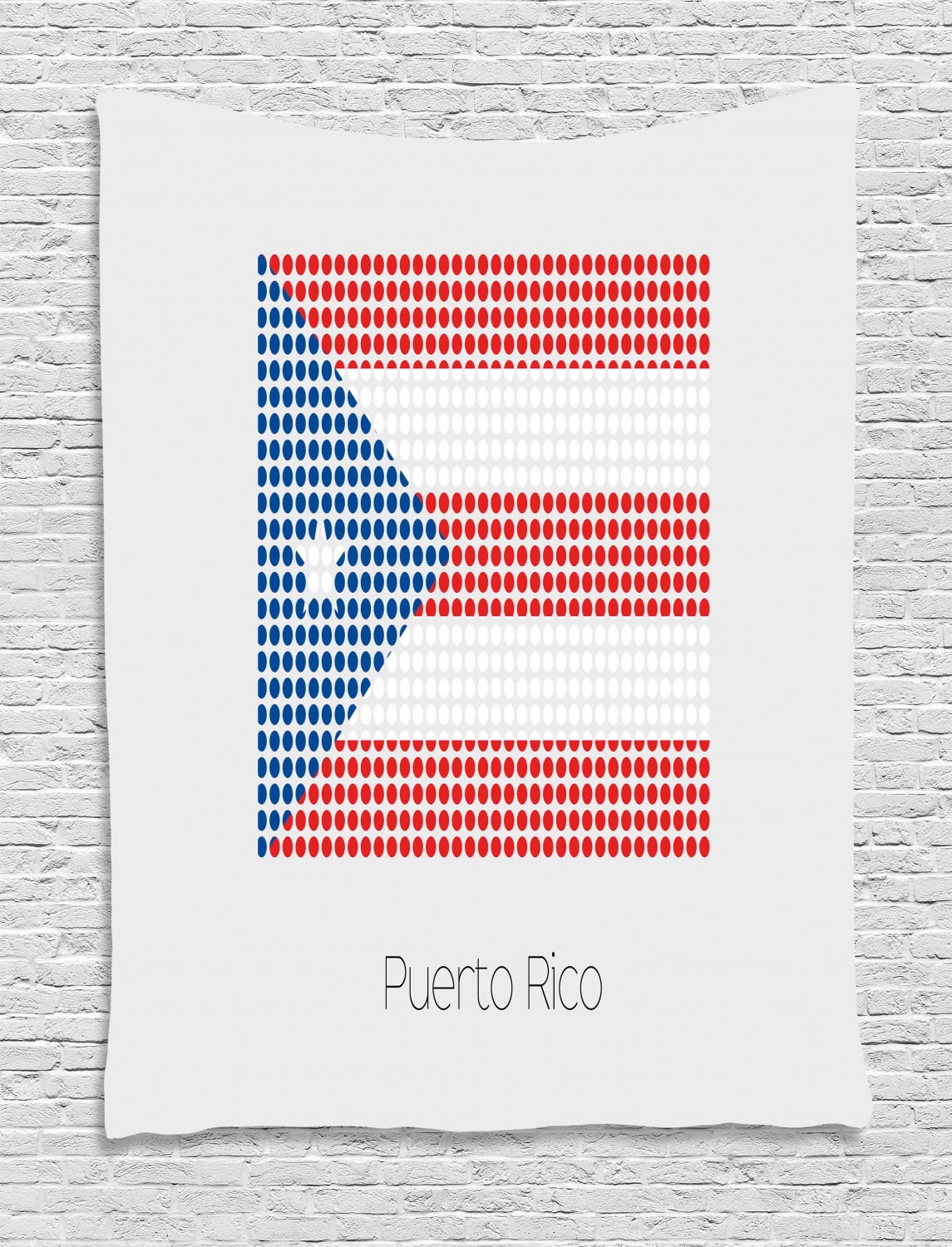 Puerto Rico Tapestry, Abstract National Flag with Dots on a Pale Grey ...