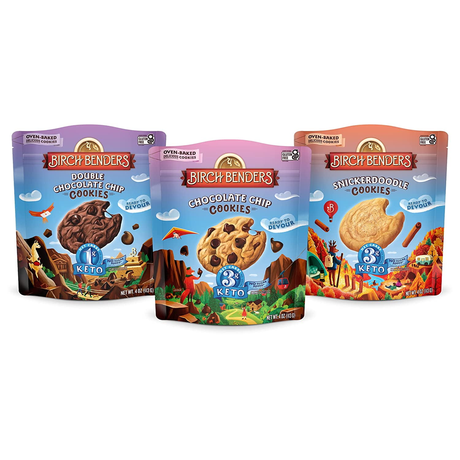 Keto Carb-Friendly Cookies Variety Pack by Birch Benders, Chocolate ...