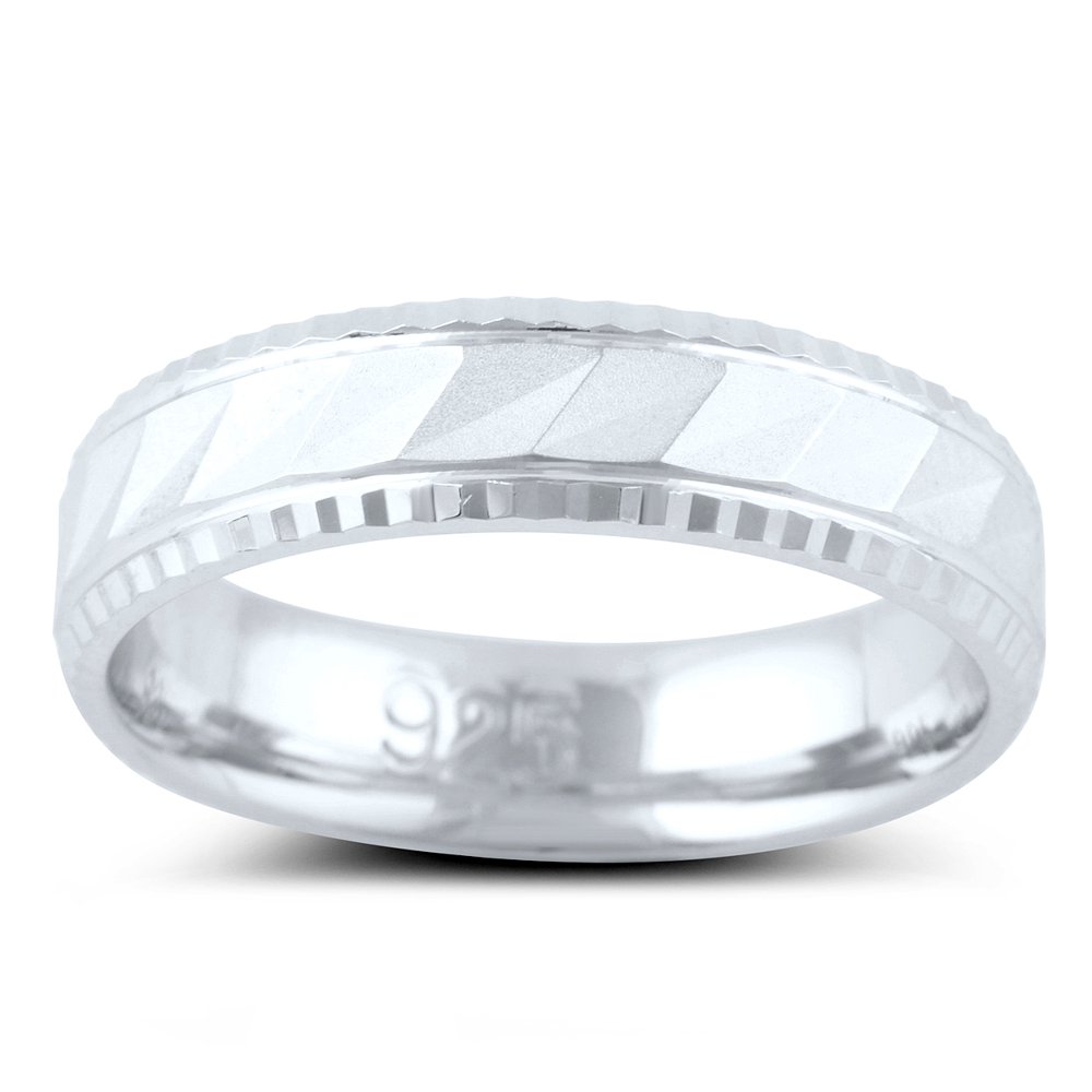 Silver Close Out - Sterling Silver Diamond Cut Wedding Band (Size 5 ...