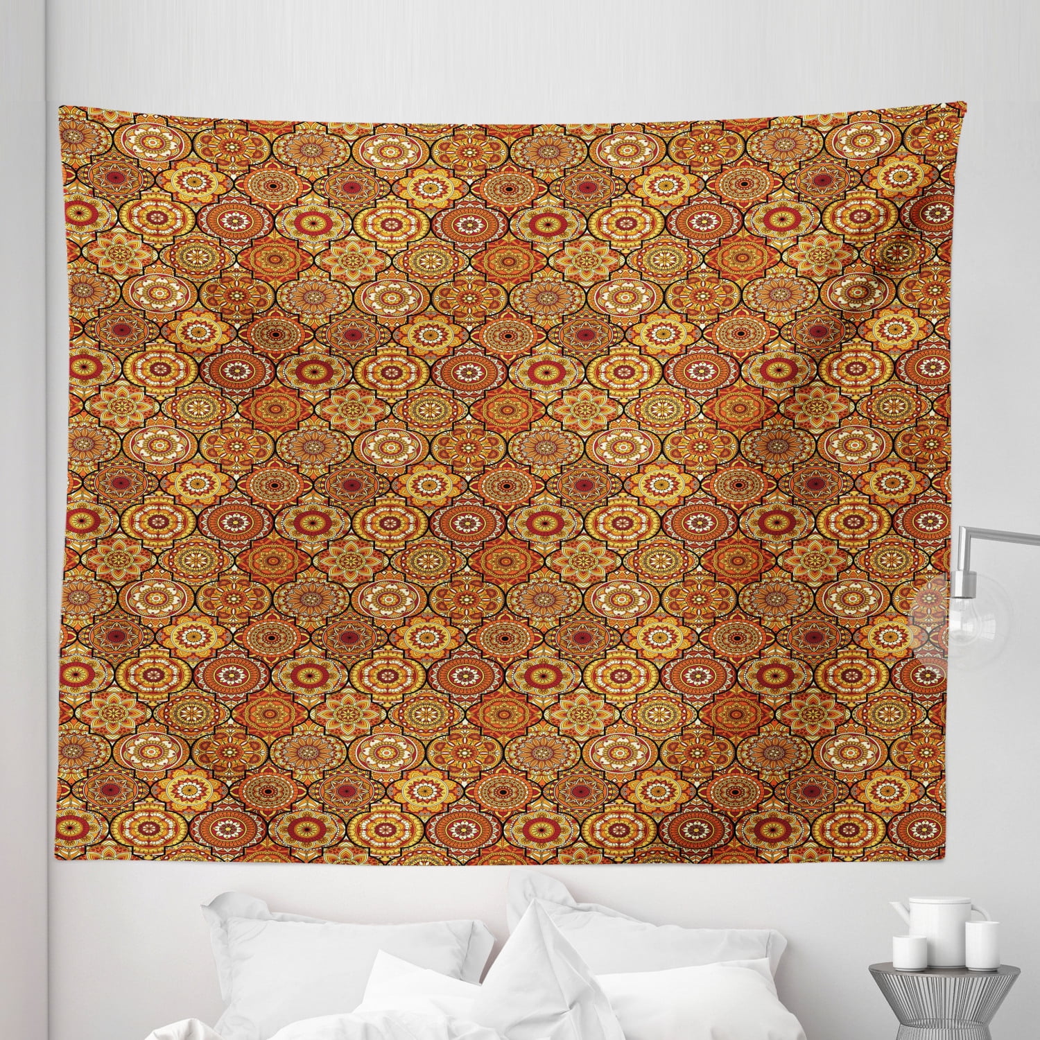 Moroccan Tapestry, Vintage Hand Drawn Style Ottoman Trellis Floral ...