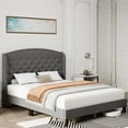 Juiluna King Size Bed Frame, Upholstered Platform Bed with Wingback ...