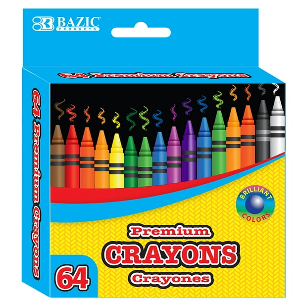 BAZIC Crayons 64-Count Coloring Crayon Set w/ Sharpener (64/Pack), 1 ...