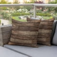 Brown Wood Grain Outdoor Pillow Covers 18"x18" Set of 2, Realistic ...