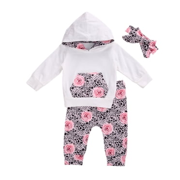Newborn Baby Girl Be Happy Hooded Sweatsuit Set - Walmart.com