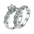 Couple Ring Beautiful Diamond Silver Rings Engagement Wedding Band Ring Rings Silver 5 - Walmart.com
