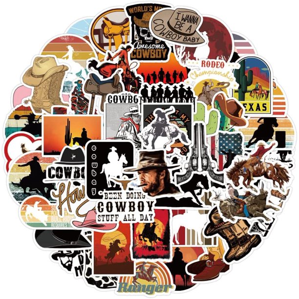 KSCD Cowboy Stickers 50 Pack Laptop Stickers,Waterproof Stickers for ...