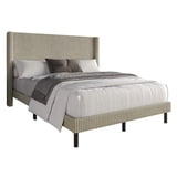 Home Design Duluth Queen Corduroy Velvet Upholstered Platform Bed Frame ...