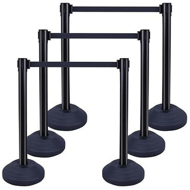 Costway 6Pcs Stanchion Posts, Queue Pole with Retractable Red Belt ...