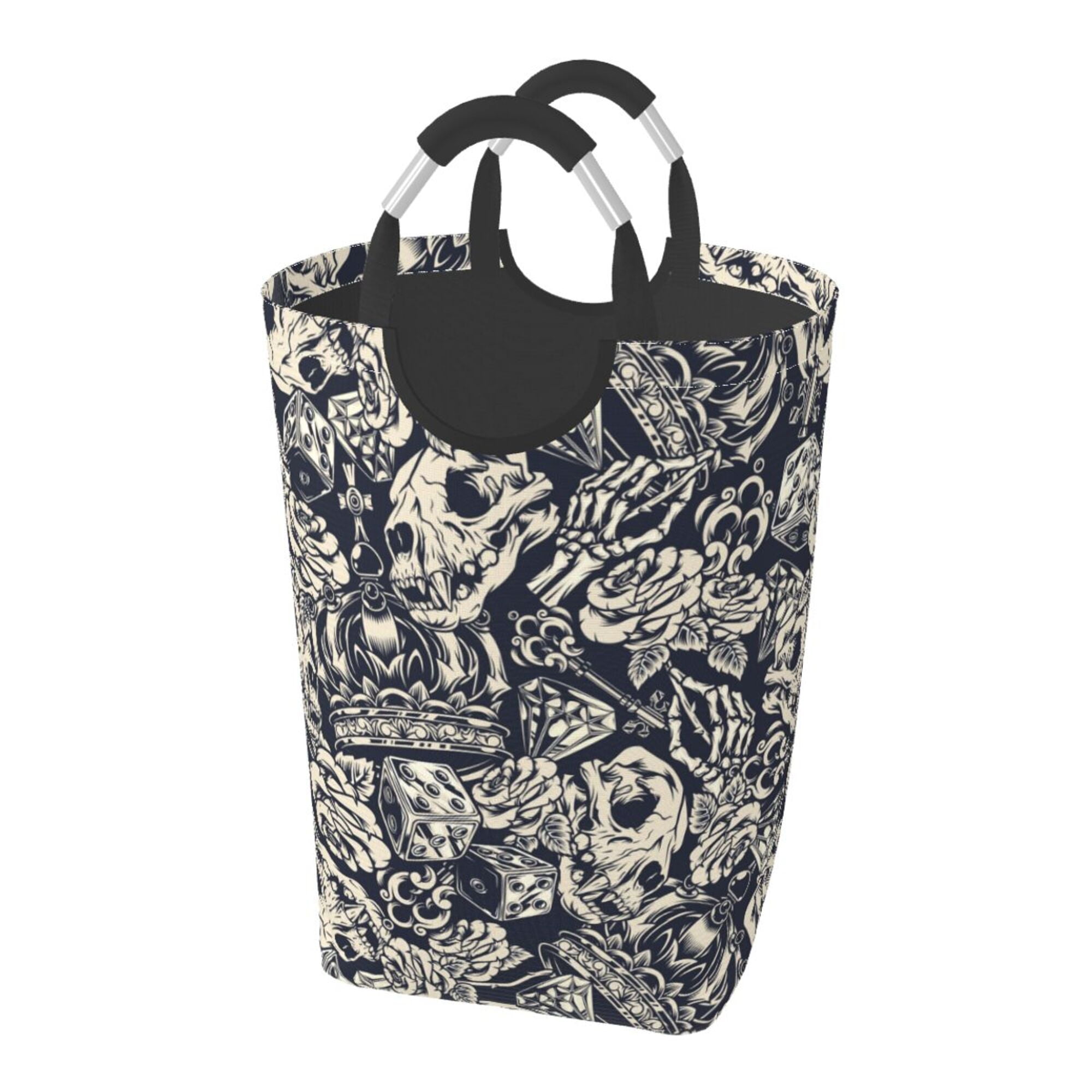 DouZhe 50L Rectangular Laundry Basket, Retro Style Skeleton Skull ...