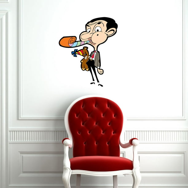 Mr Bean Happy Party with Teddy Bear Cartoon Character Wall Art Vinyl ...