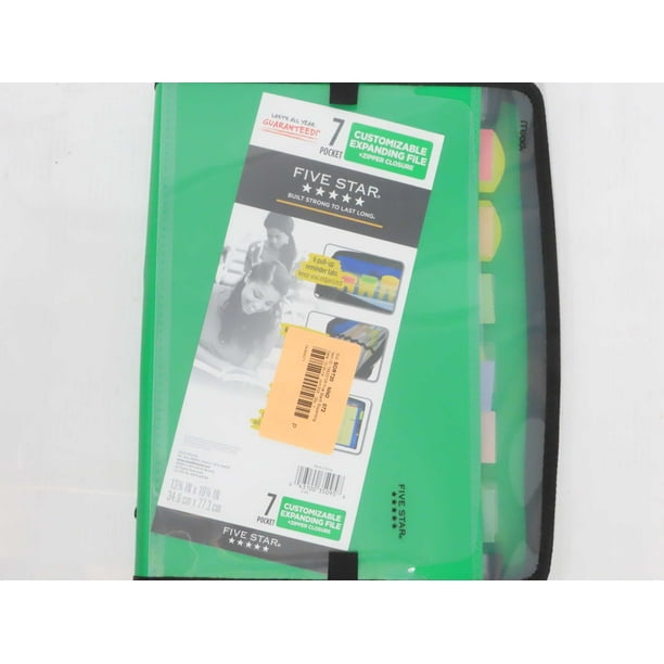 Five Star Expanding File Folder with Zipper, 7 Pocket - Multicolor ...
