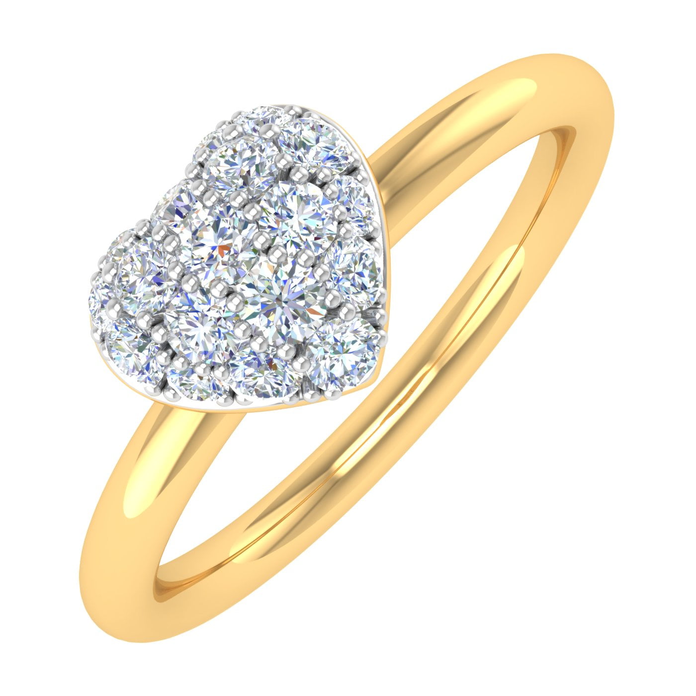1/4 Carat Diamond Heart-Shaped Promise Ring Band in 10K Yellow Gold ...