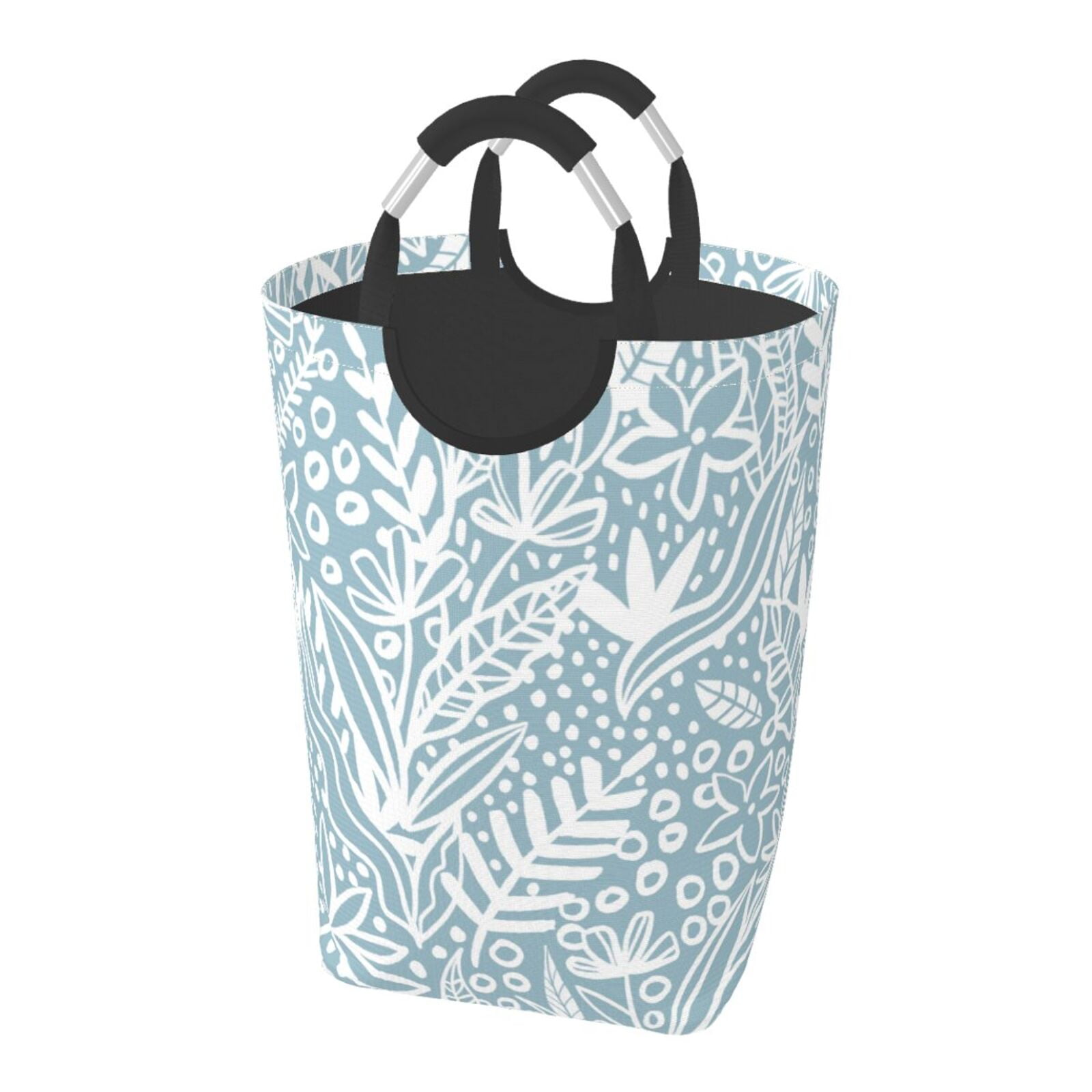 XMXT Large Collapsible Laundry Hamper, Blue Floral Pattern Laundry ...