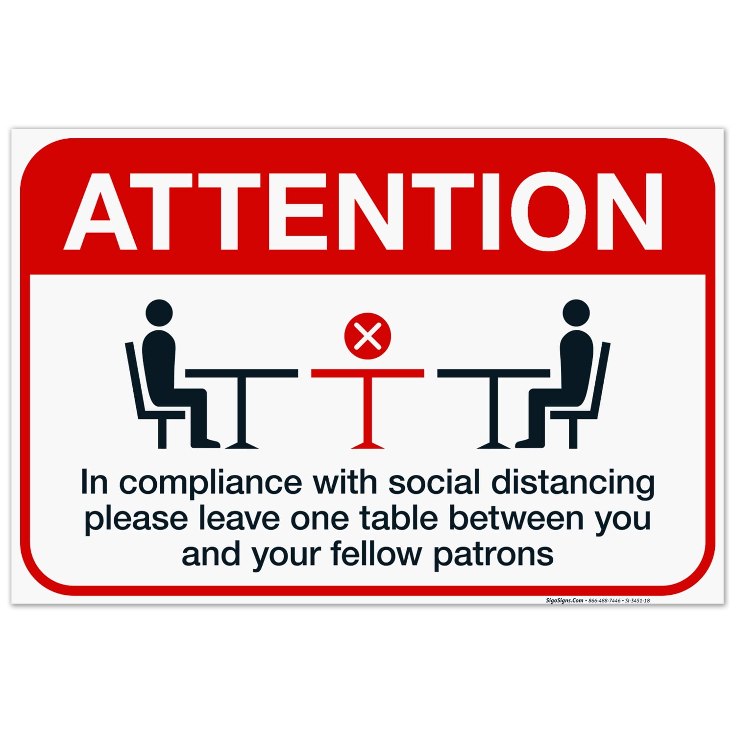 Social Distancing Restaurant Sign, Maintain 6 Foot Distance Sign, 24x36 ...