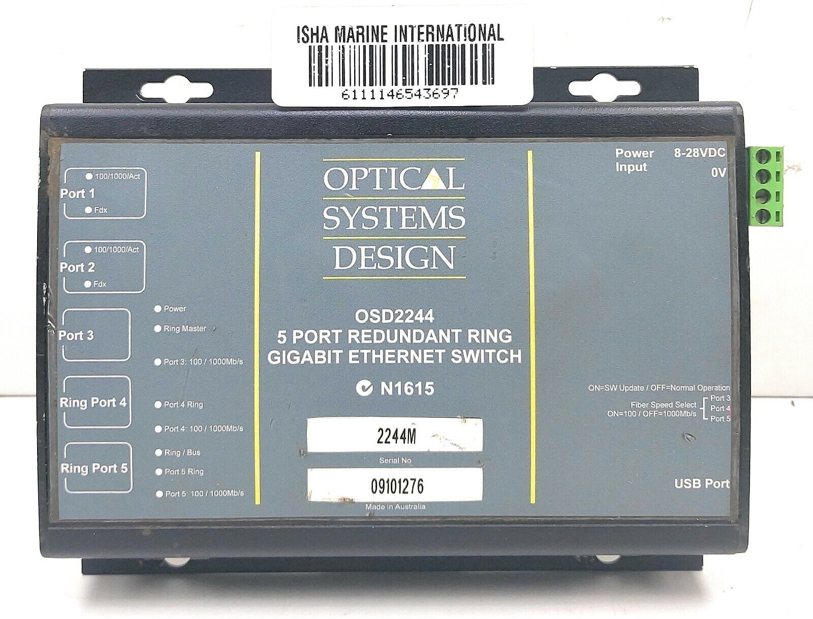 Optical System Design OSD2244 Self-Healing Redundant Ring Ethernet ...