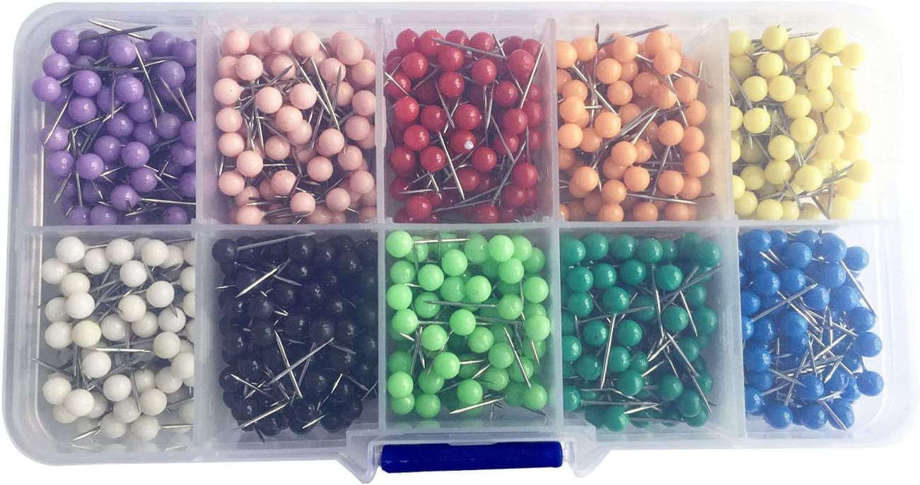Map Tacks Push Pins, 500 Pcs Round Head Tacks, Round Head Tacks with ...
