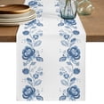 Blue Roses Table Runner 13x108 Inch Botanical Floral Leaf Vintage ...