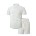 Rciityk Men's 2 Piece outfits Cotton Linen Set Solid Turndown Collar ...