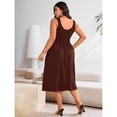 Brown Plus Size A-Line Sundress With Ring-Adjustable Straps And Elastic ...