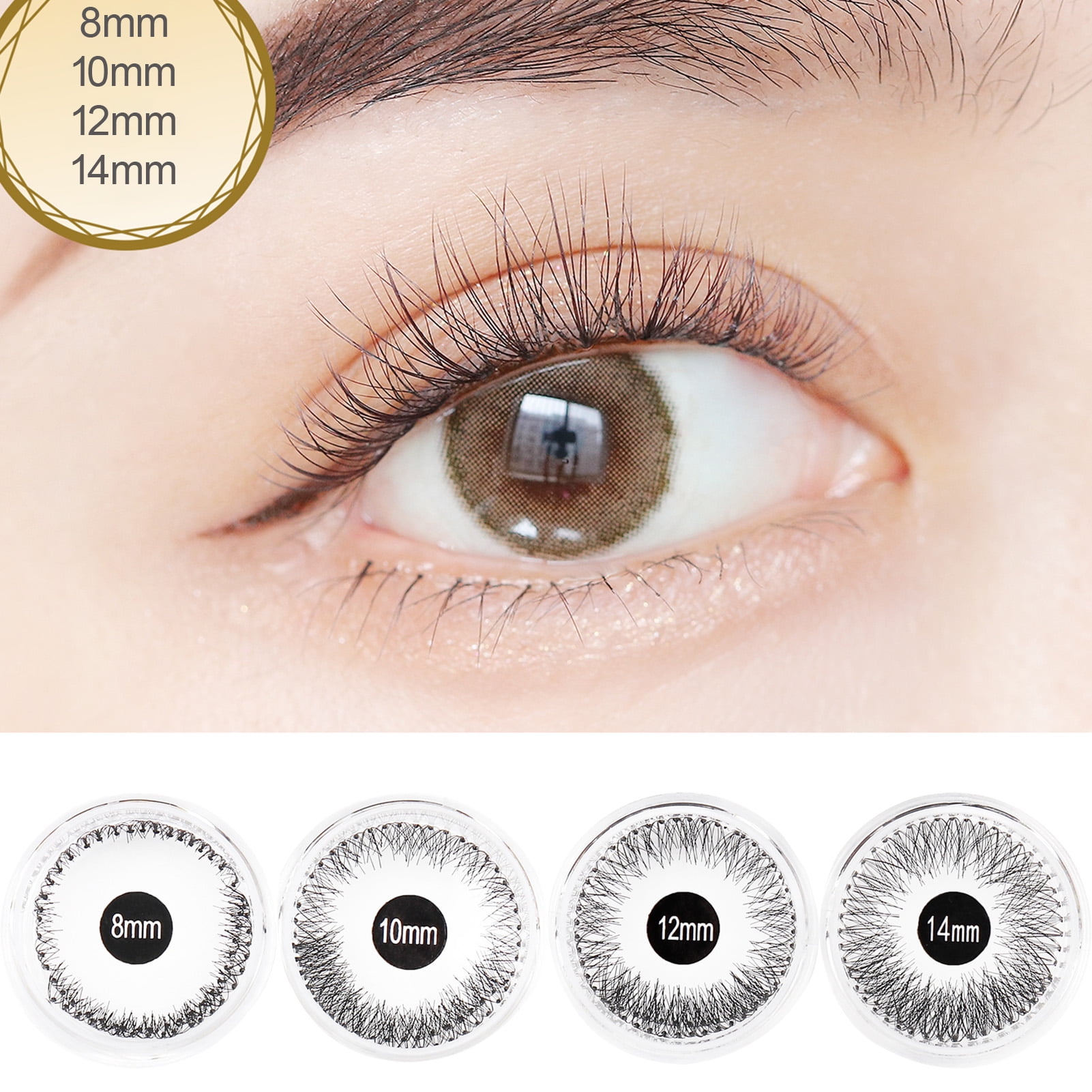 Hesroicy 1Box Black Artificial Eyelashes Curly Perfect Fitting Round ...