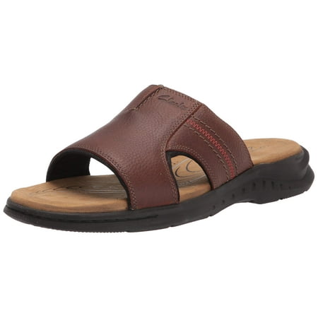 Clarks Men's Hapsford Slide Sandal, Brown Tumbled Leather, 10.5 ...