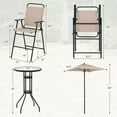 Gymax Outdoor High Top Furniture: 4PCS Bistro Set with Folding Counter Height Chairs, Round Bar ...