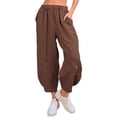 Bloomae Casual Pants for Women Lightweight Elastic High Waisted Loose ...