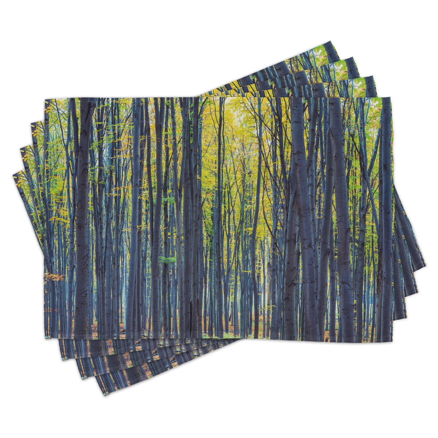 Ambesonne Forest Place Mats Set of 4, Autumn Woodland Nature, Standard ...