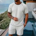Byworldtasic Men's Color Block Collar 2 Piece Outfit Short Sleeve Crew ...