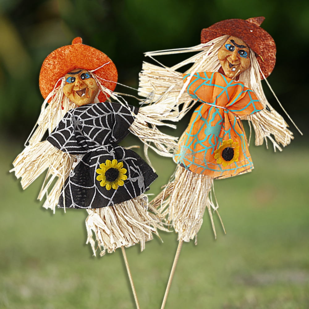 2 Pieces Halloween Harvest Scarecrow Decor Fall Scarecrows Garden Small ...