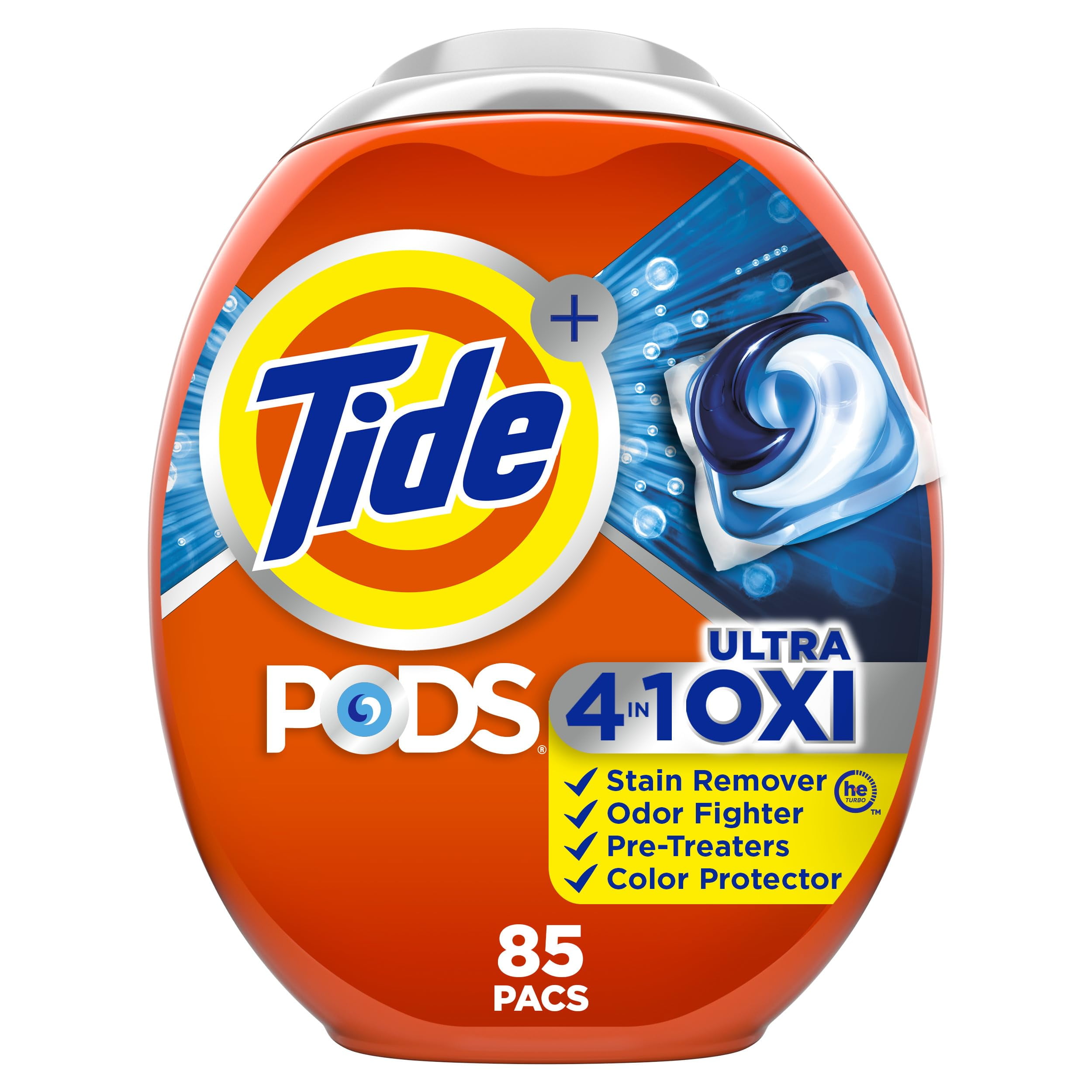 Tide PODS Liquid Laundry Detergent Soap Pacs, 4-n-1 Ultra Oxi, HE Compatible 85 Count, Built in ...