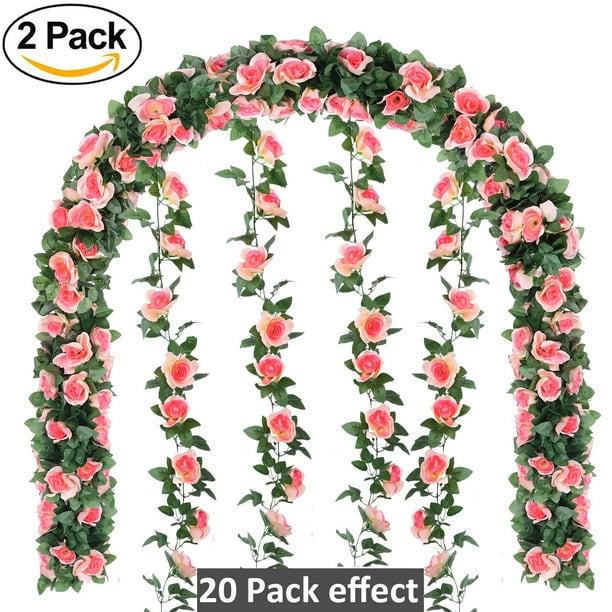Coolmade 2Pack 8FT Artificial Fake Rose Vine Garland Artificial Flowers ... Coolmade 2Pack 8FT Artificial Fake Rose Vine Garland Artificial Flowers ...