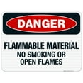 Flammable Material No Smoking Or Open Flames Sign, OSHA Danger Sign ...