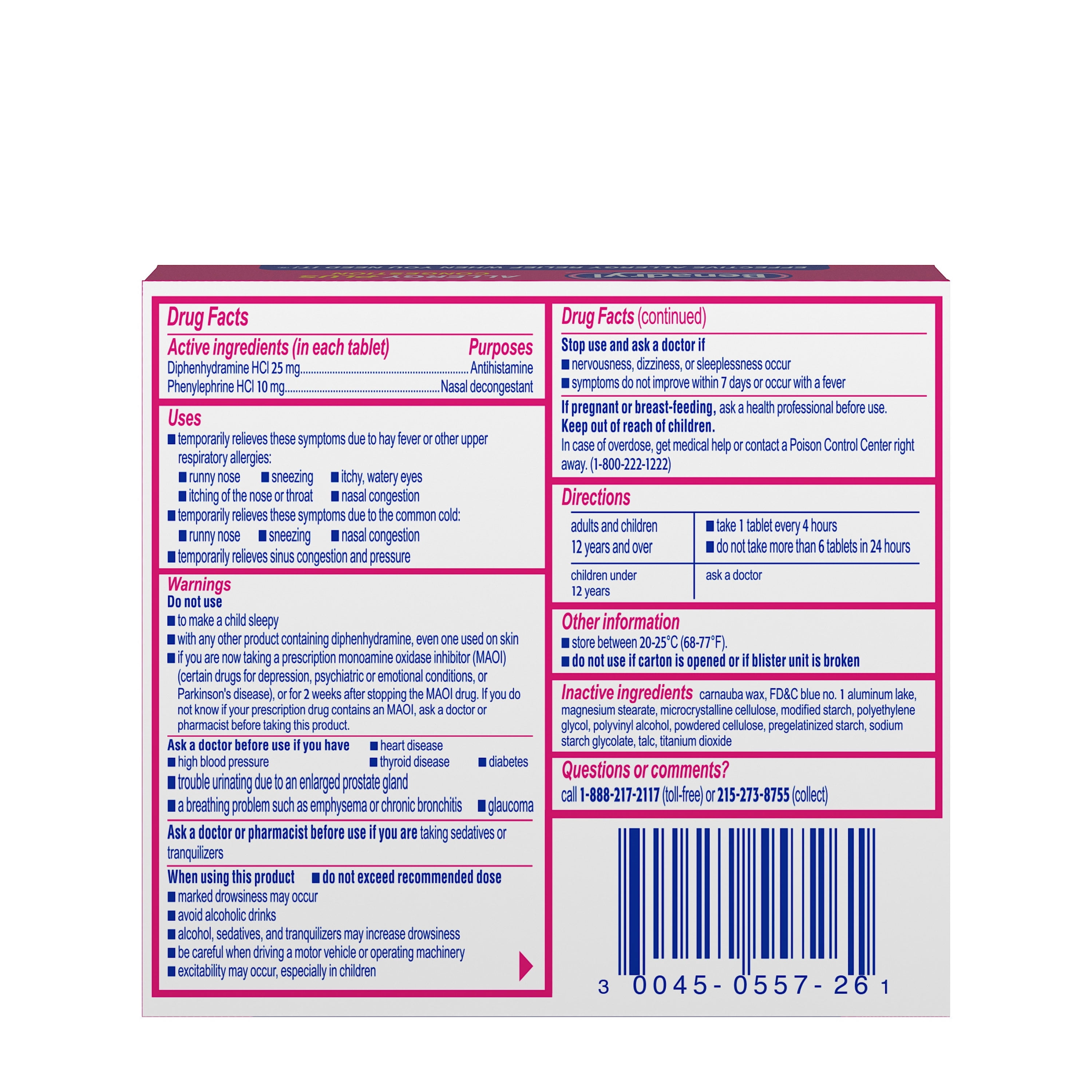 Buy Benadryl Allergy Plus Congestion Ultra Tablets, 24 Count each ...