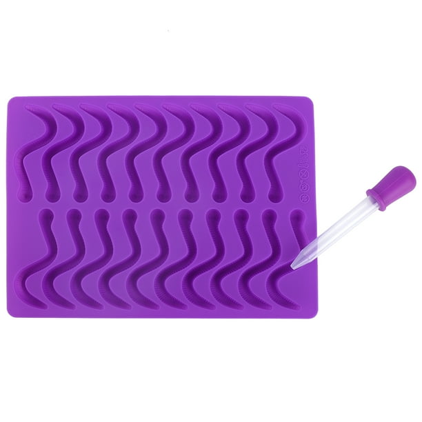 Earthworm Shaped Candy Mold, 20 Compartments Gummy Worms DIY Silicone ...