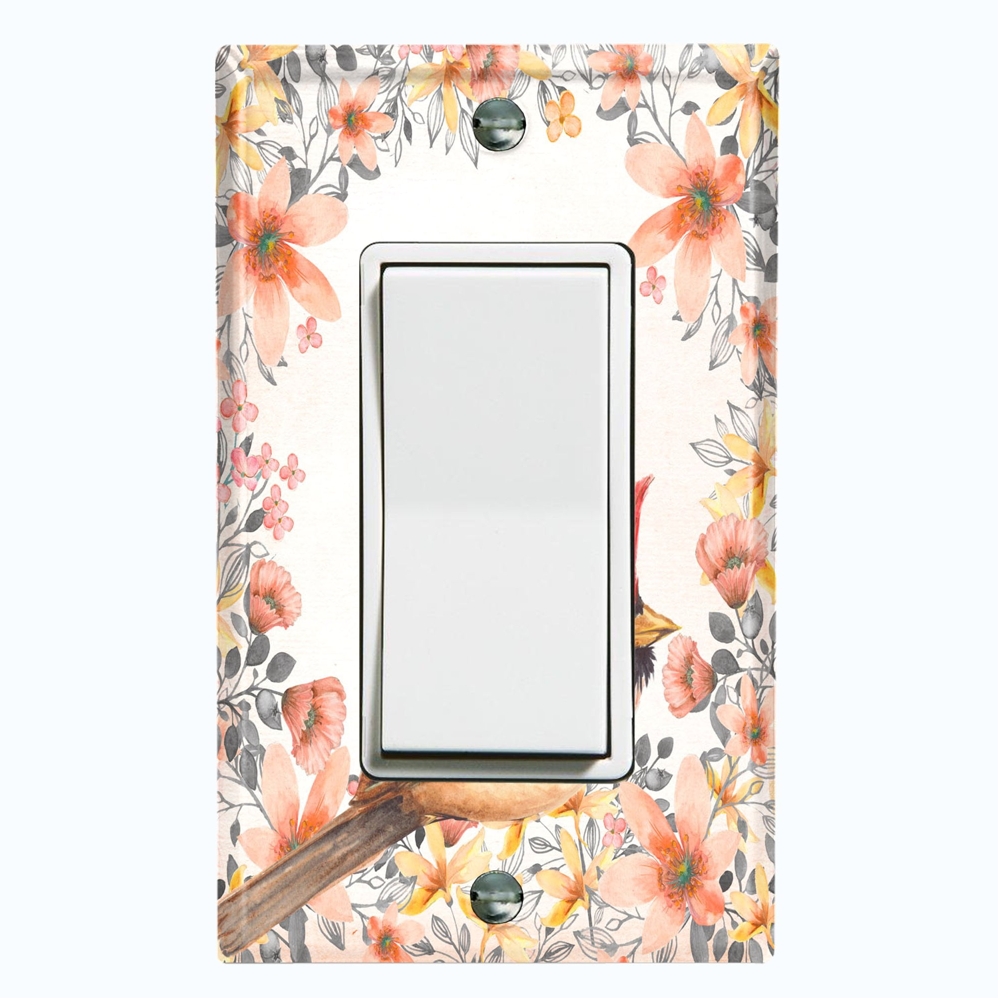 Metal Light Switch Plate Cover Vintage Cardinal Bird Floral Frame ...