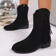 Ahabrexf Women's Plus Size Mid-Calf Boots Faux Suede Side Zipper Block ...