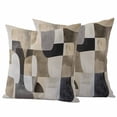Black Brown Color Block Waterproof Throw Pillow Covers Set of 2 ...