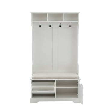 Tensun Black Modern Hall Tree with Storage Bench: 4-in-1 Coat Rack, 7 ...