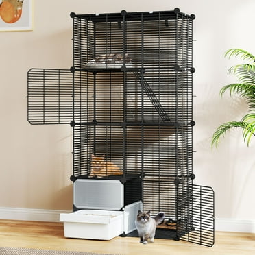 Dextrus 5-Tier Large Cat Cage with Hammock & Cube Storage, Ideal for 1 ...