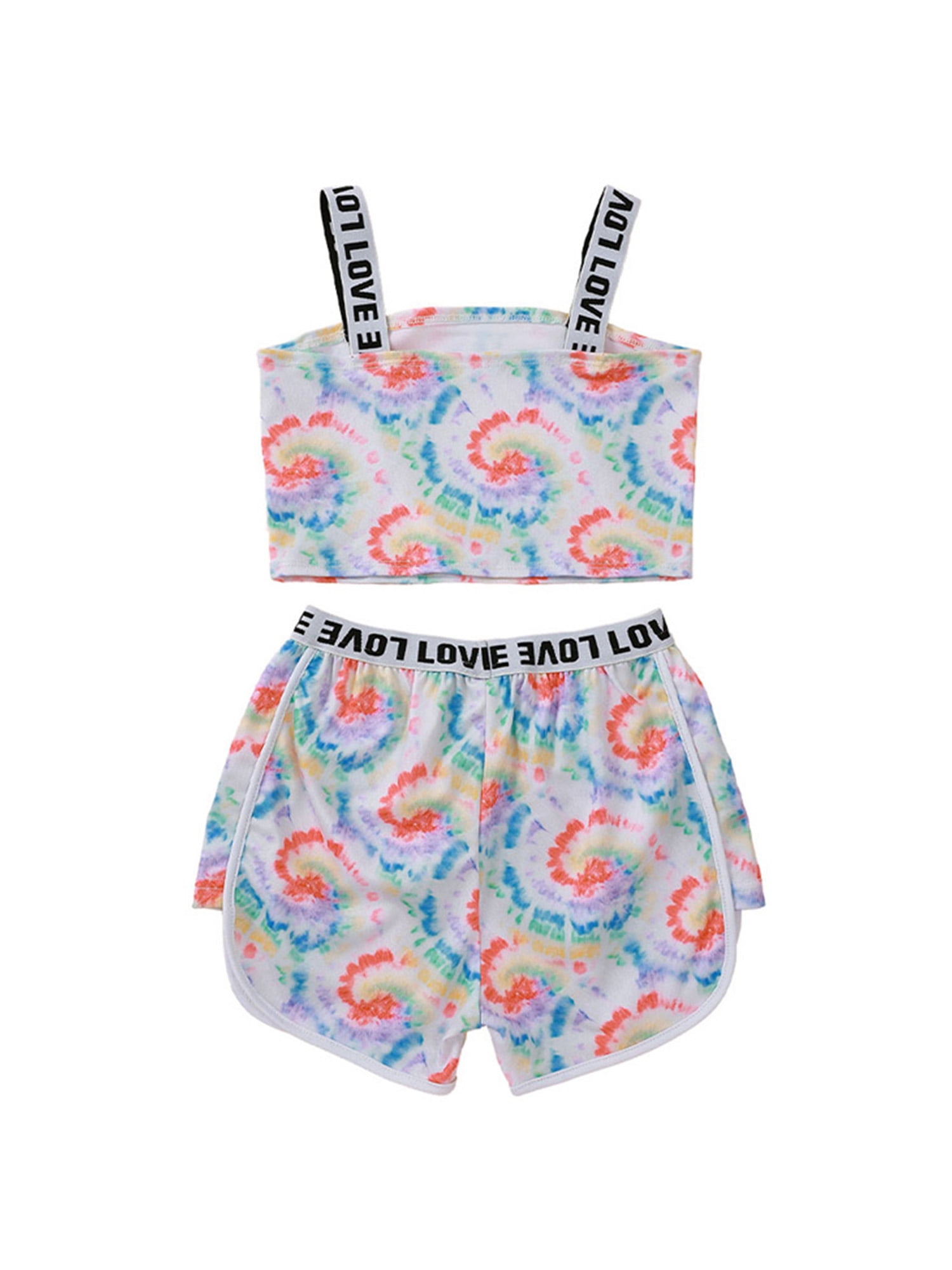 jaweiw Little Girl's Two-piece Clothes Set, Letter Print Sleeveless ...
