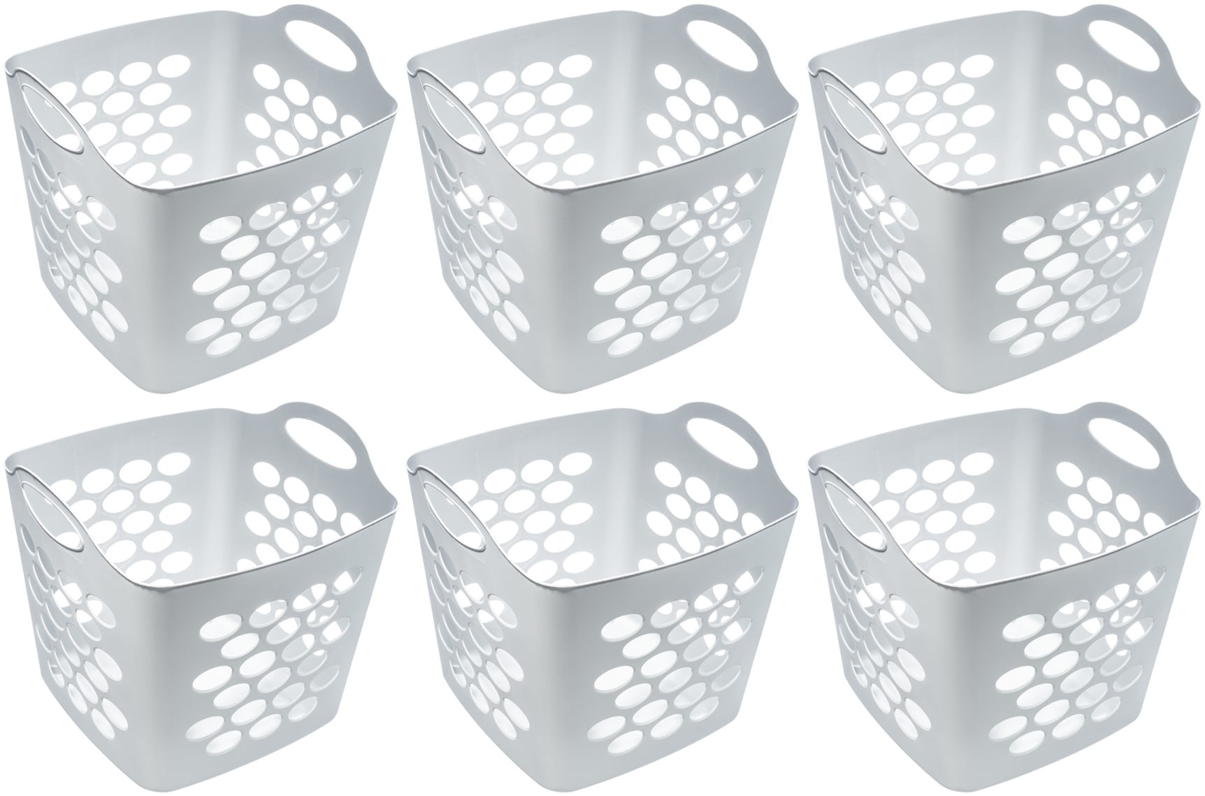Mainstays Flexible Plastic Laundry Basket, Soft Silver, 6 Pack ...
